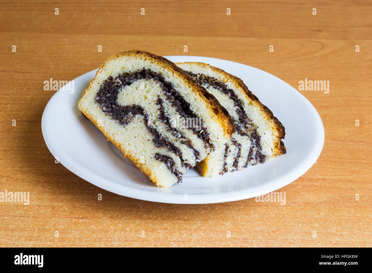 Poppy-seed cake on the table. Traditional Polish cake Stock Photo - Alamy