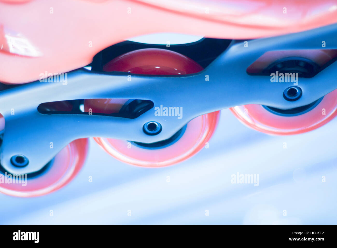 Freestyle inline skates boots and wheels in retail store shop window ...