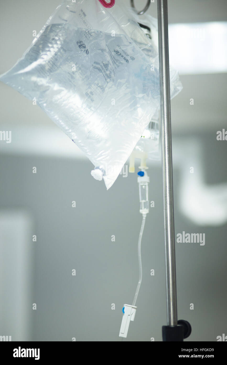 Hospital surgery medical drip in emergency room operating theater in ...