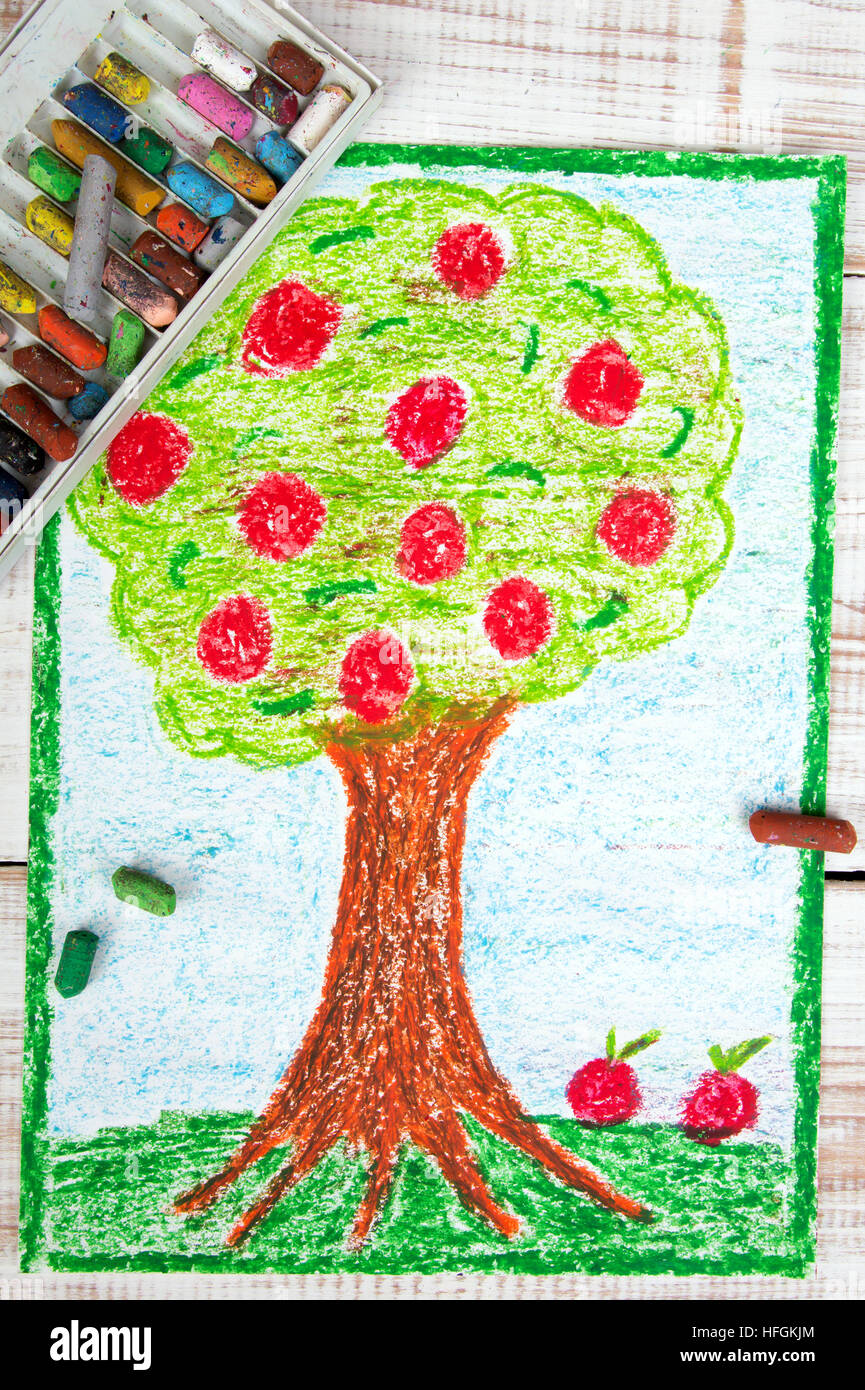 Colorful Drawing Apple Tree High Resolution Stock Photography and ...
