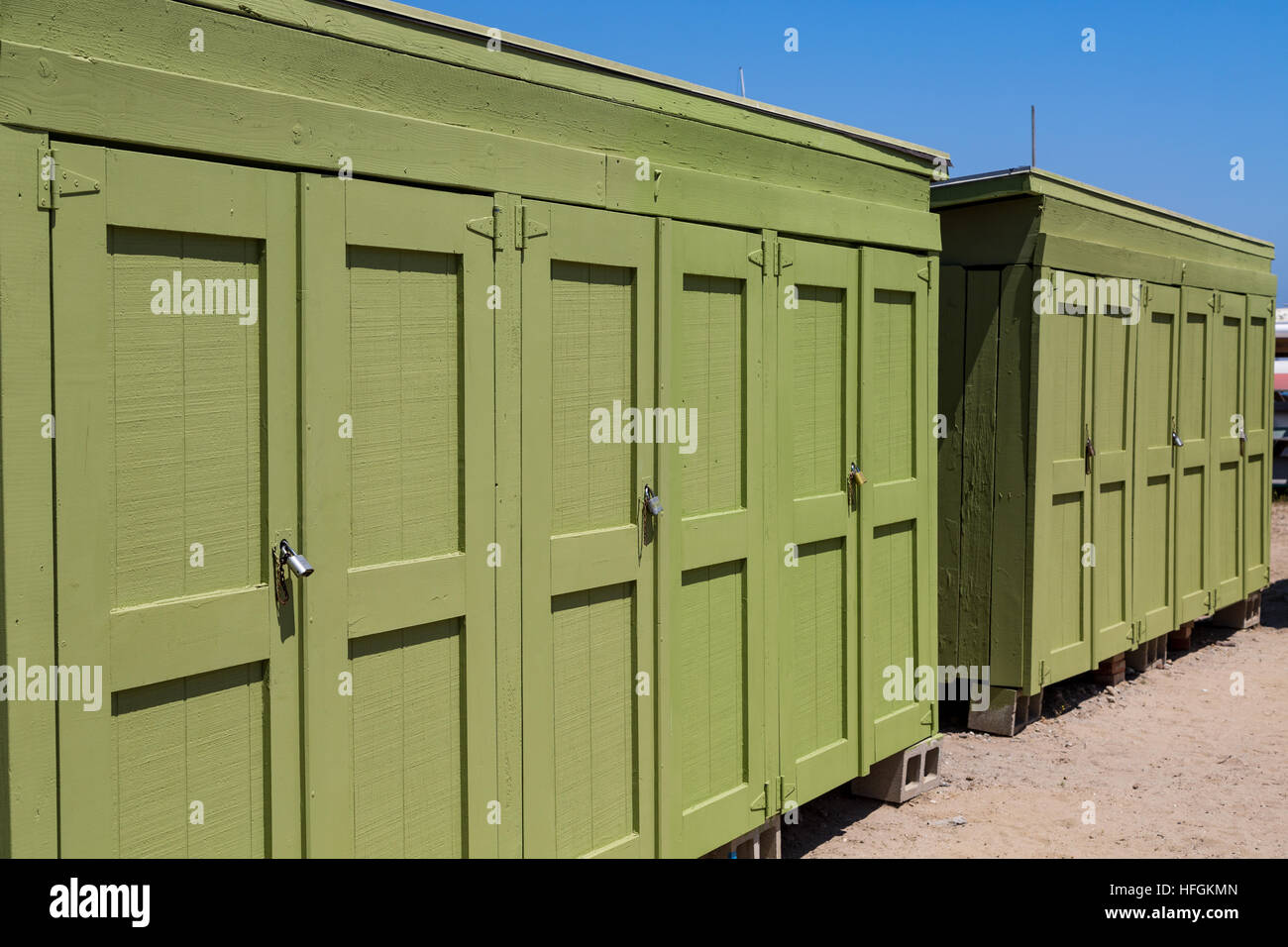 Rows of locked Green Beach Lockers Stock Photo - Alamy