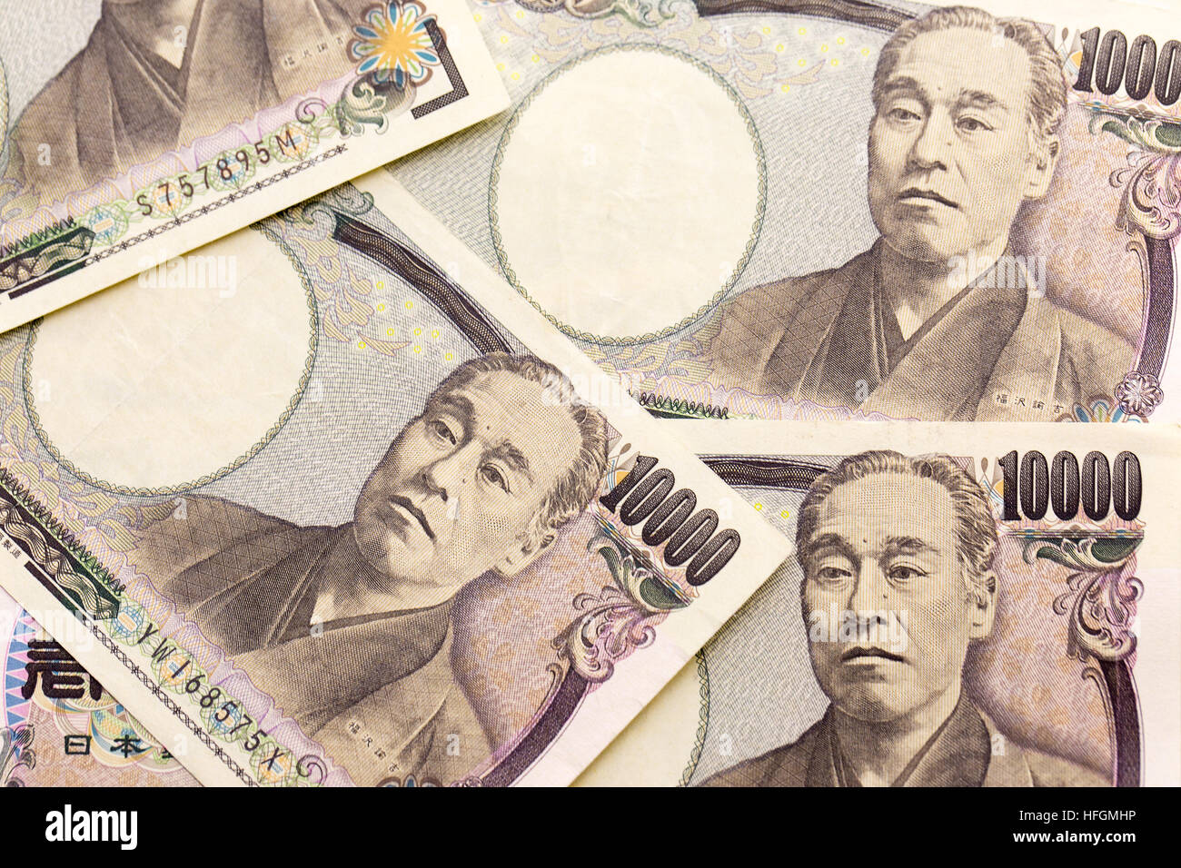 Macro of Ten thousands japanese yen bills. Japanese bank notes Stock ...