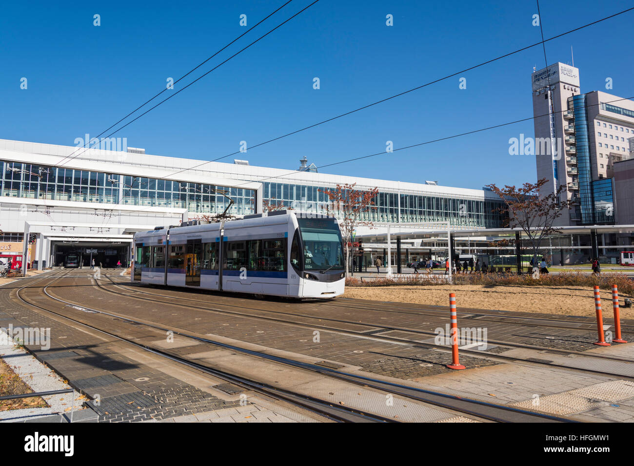 Tram, near Toyama Station, Toyama City, Toyama Prefecture, Japan Stock ...