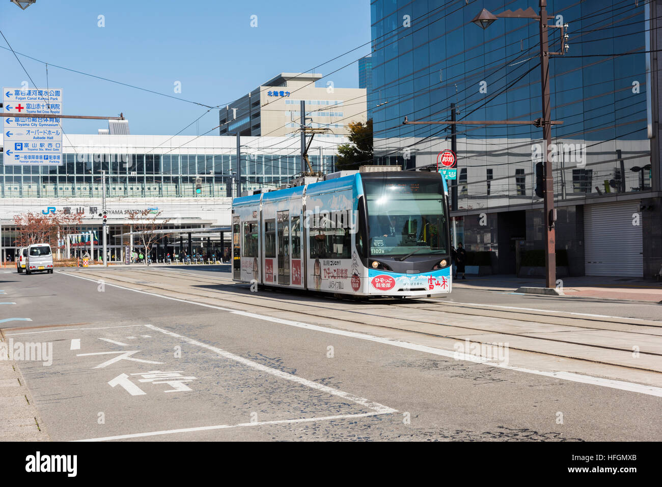 Tram, near Toyama Station, Toyama City, Toyama Prefecture, Japan Stock ...