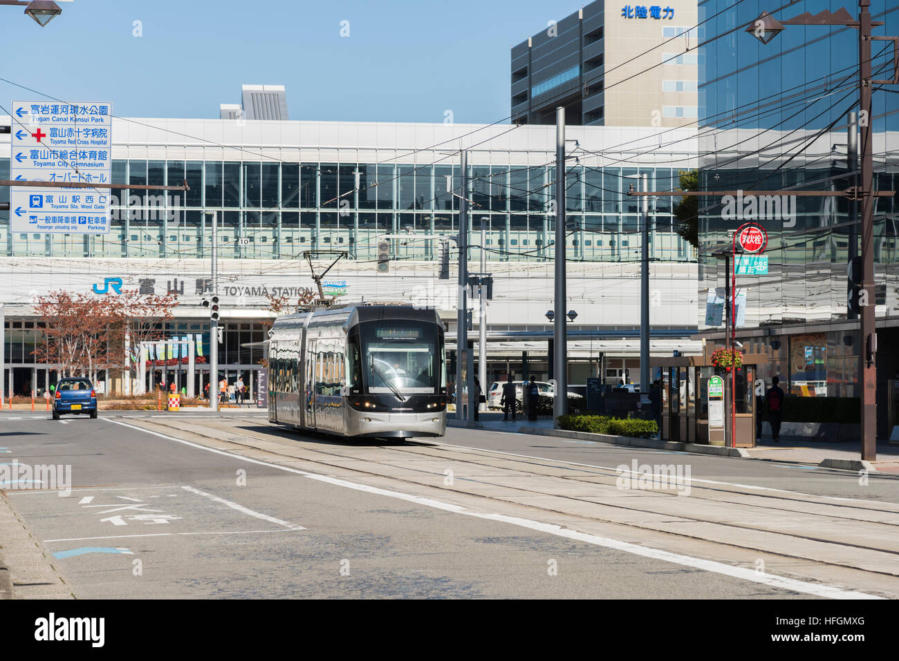 Tram, near Toyama Station, Toyama City, Toyama Prefecture, Japan Stock ...