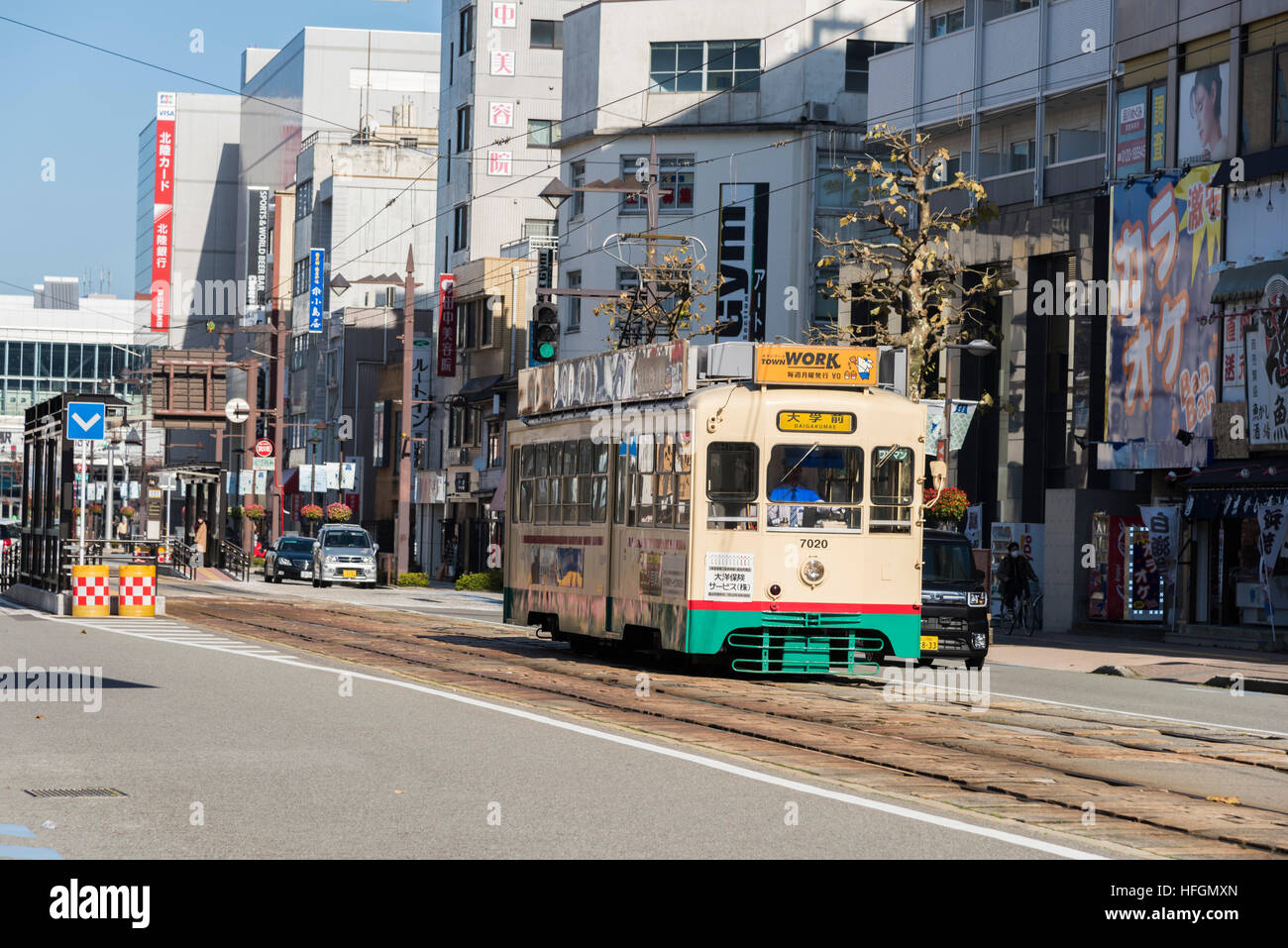 Tram, near Toyama Station, Toyama City, Toyama Prefecture, Japan Stock ...