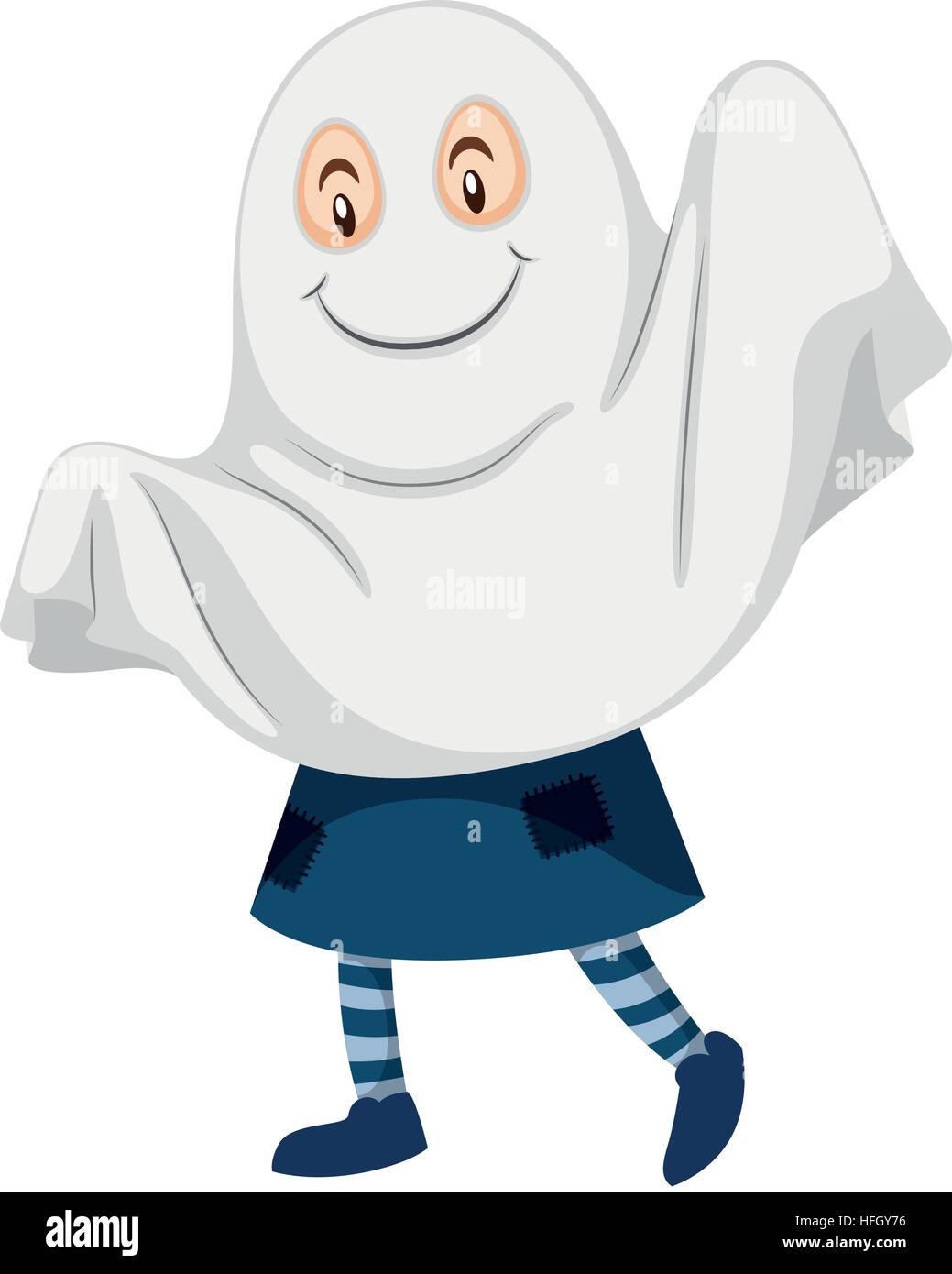 Kid wearing ghost costume illustration Stock Vector Image & Art - Alamy