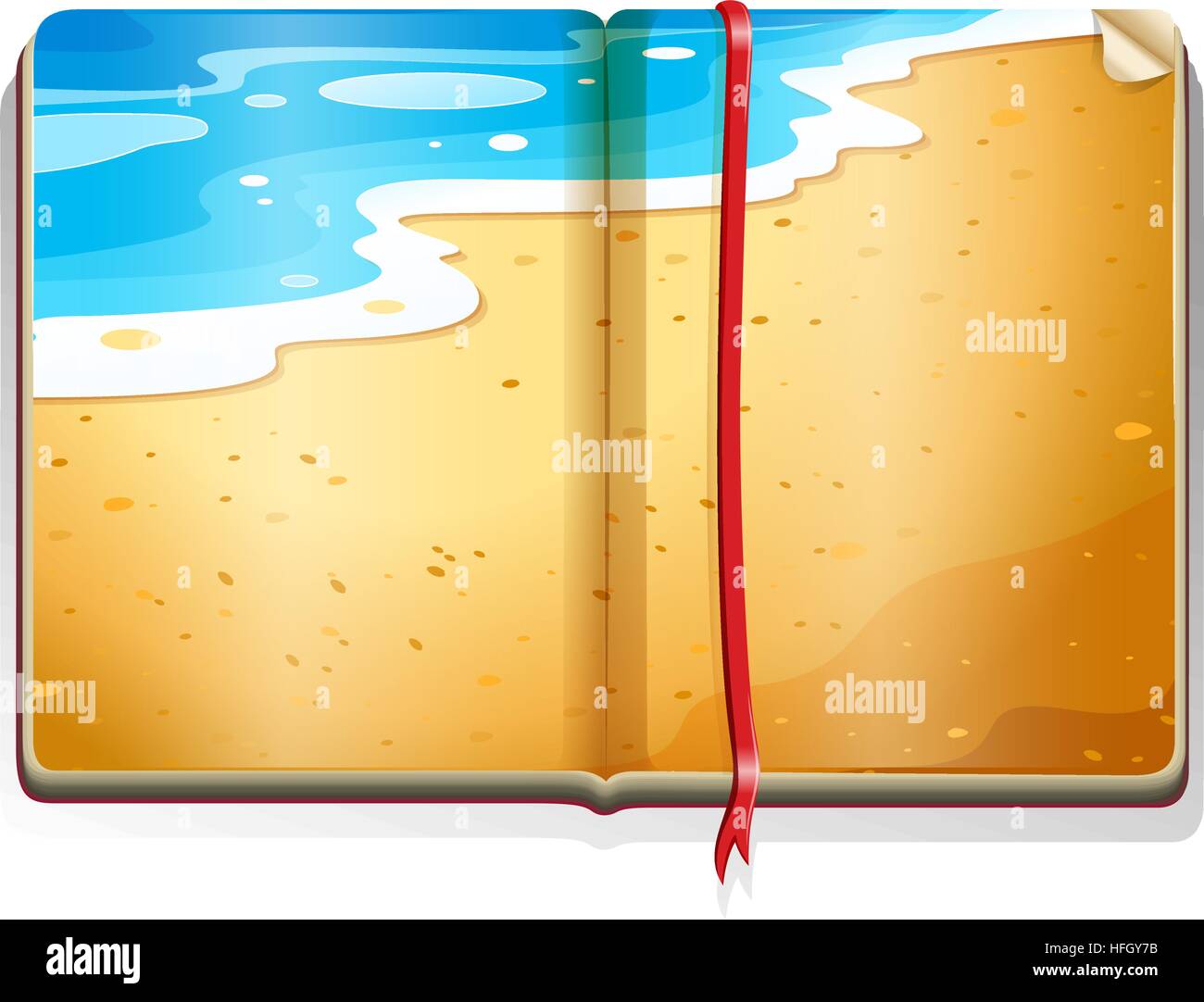 Book with beach scene illustration Stock Vector Image & Art - Alamy