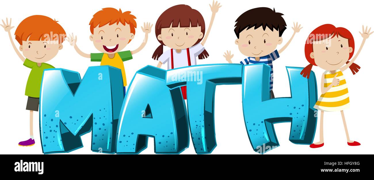 Font design for word math with boys and girls illustration Stock Vector ...
