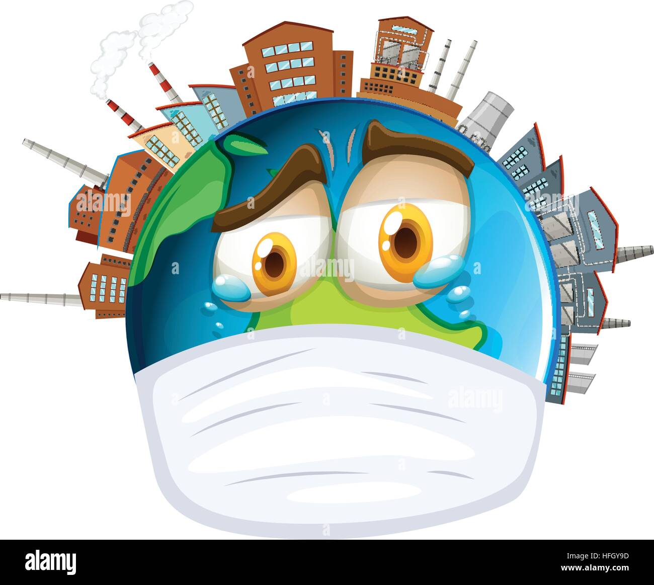 Environmental theme with world and pollution illustration Stock Vector ...