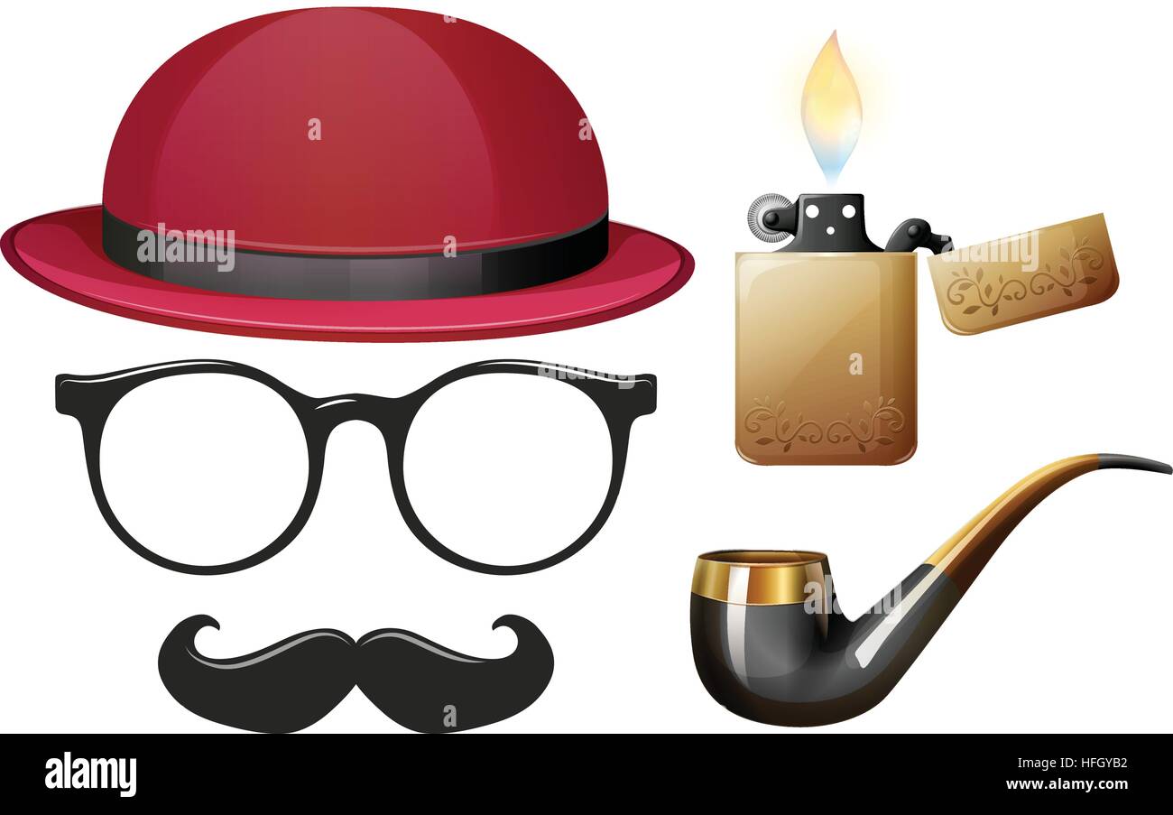 Male fashion with many accessories illustration Stock Vector Image ...