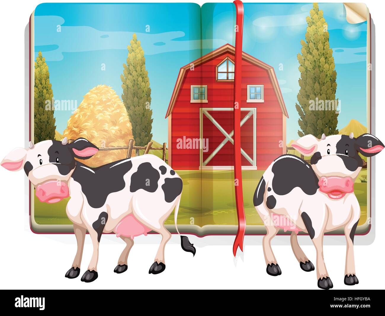 Book with cows in the farm illustration Stock Vector Image & Art - Alamy