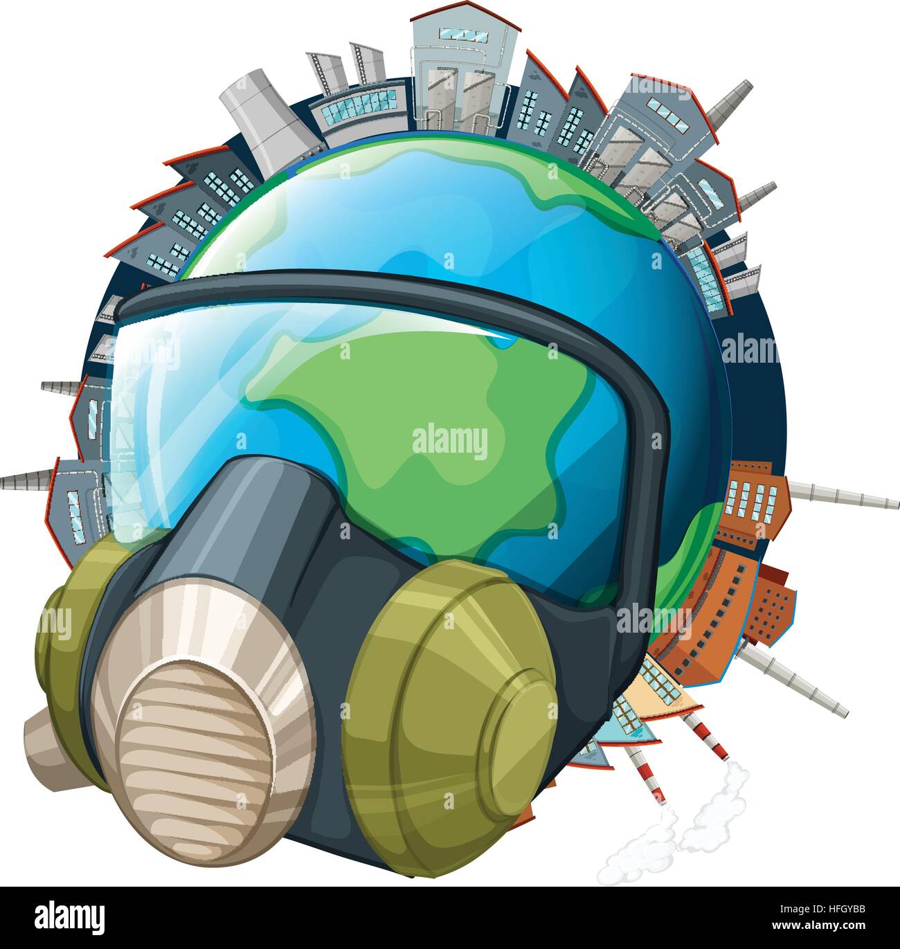 Environmental theme with earth wearing mask illustration Stock Vector ...