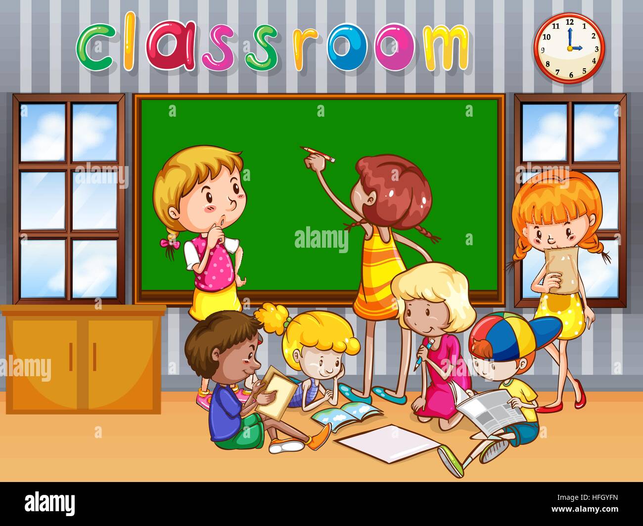 Students Learning In Classroom Clip Art