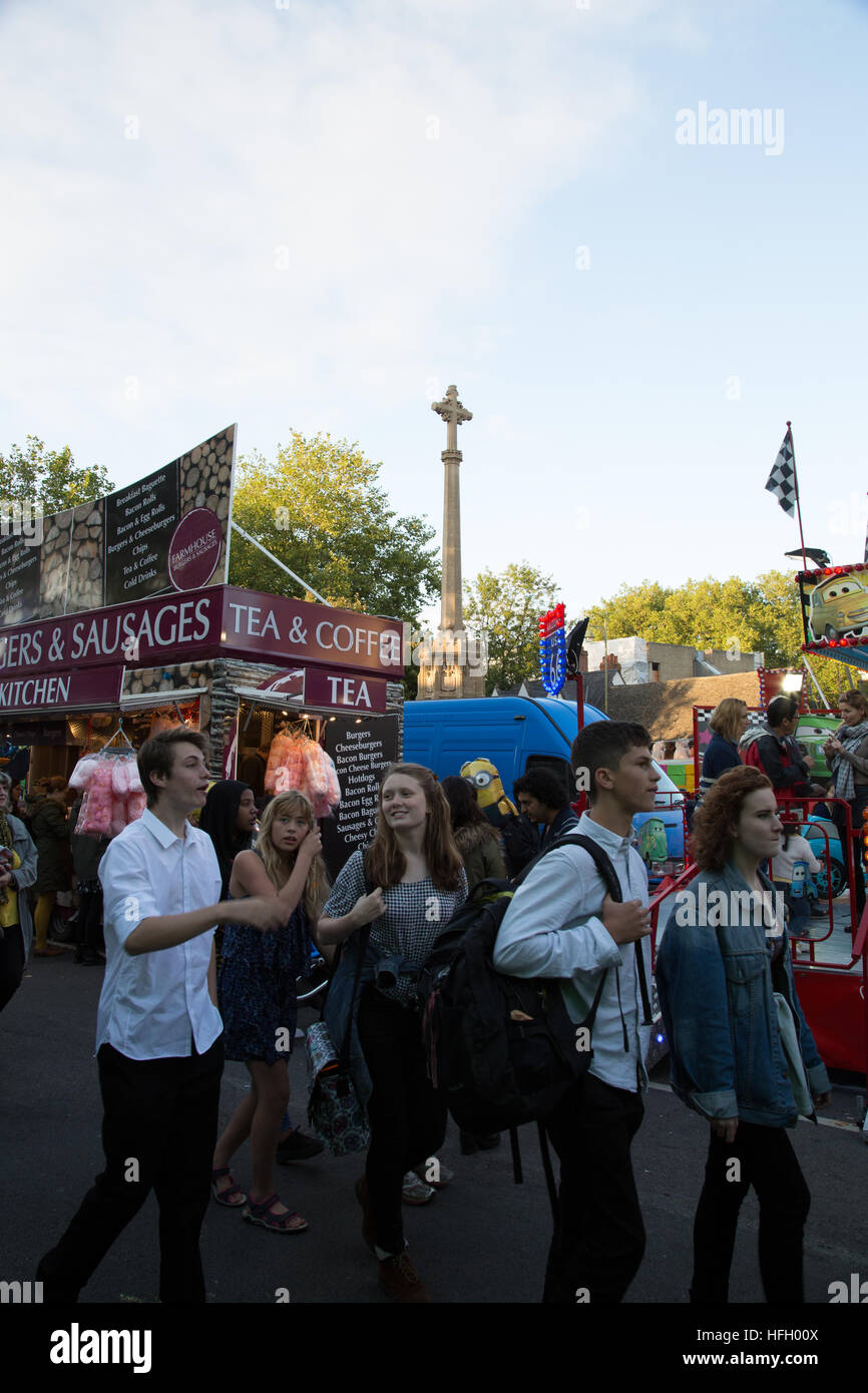 Young people enjoying St Giles Fair, Oxford, as they walk through the ...