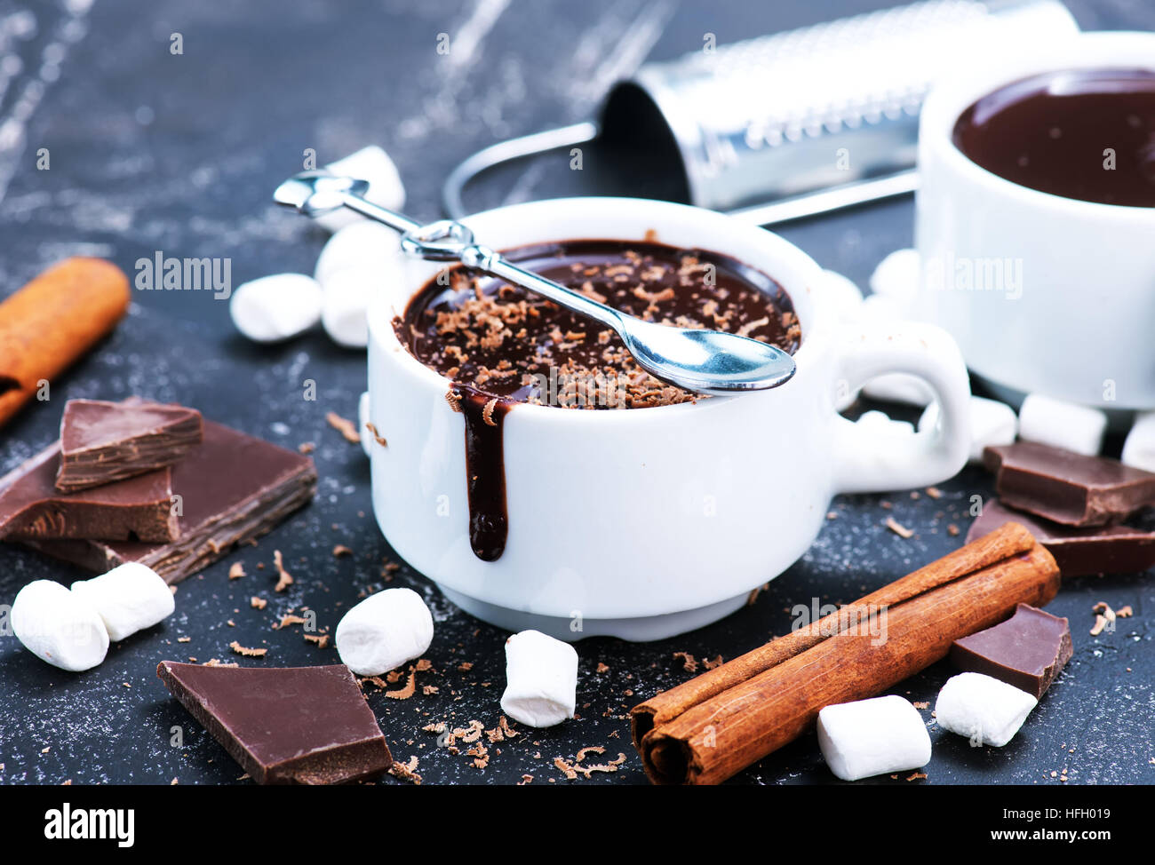 hot chocolate in cup and on a table Stock Photo - Alamy