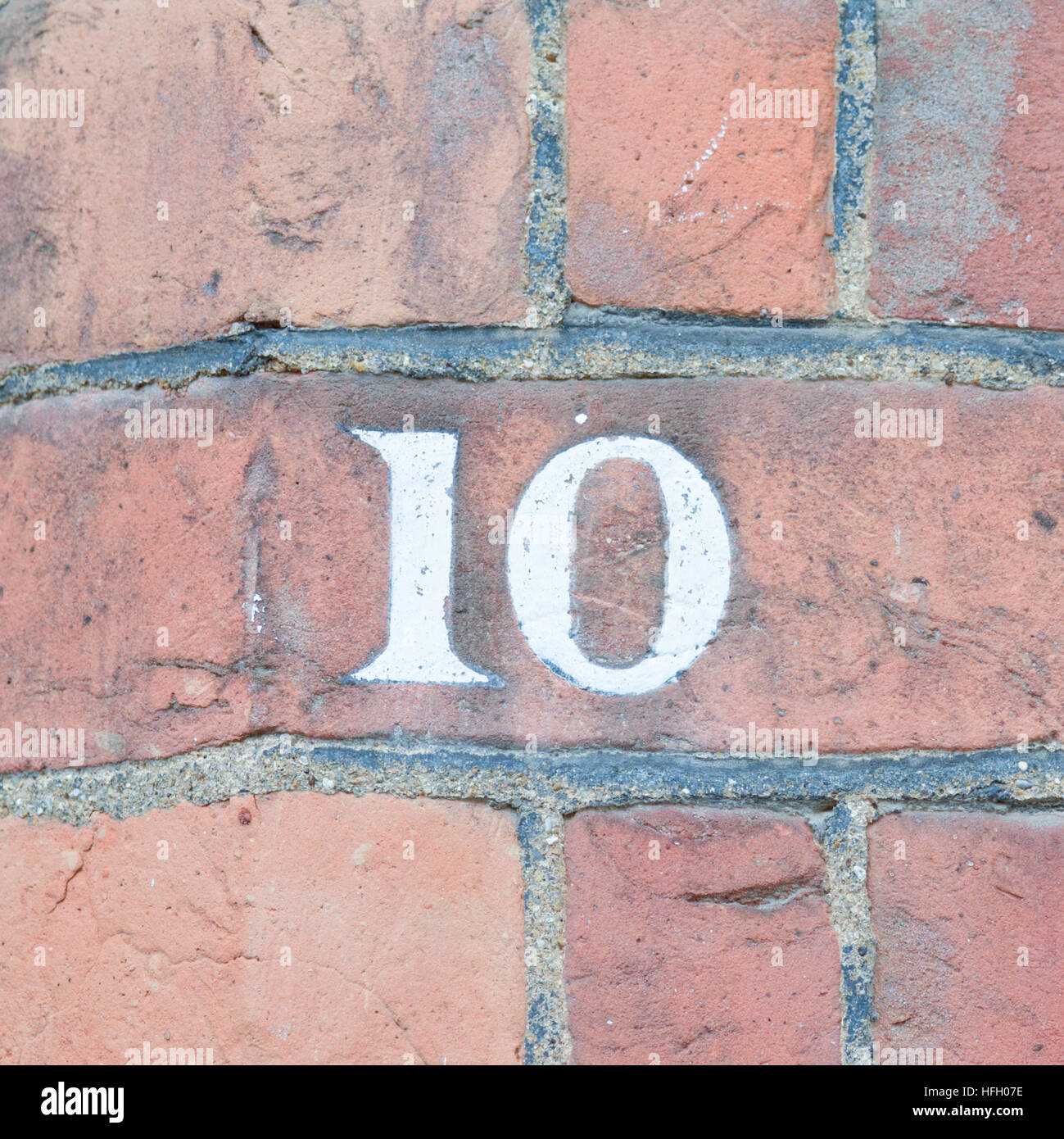 House Number 10 painted sign on wall Stock Photo - Alamy