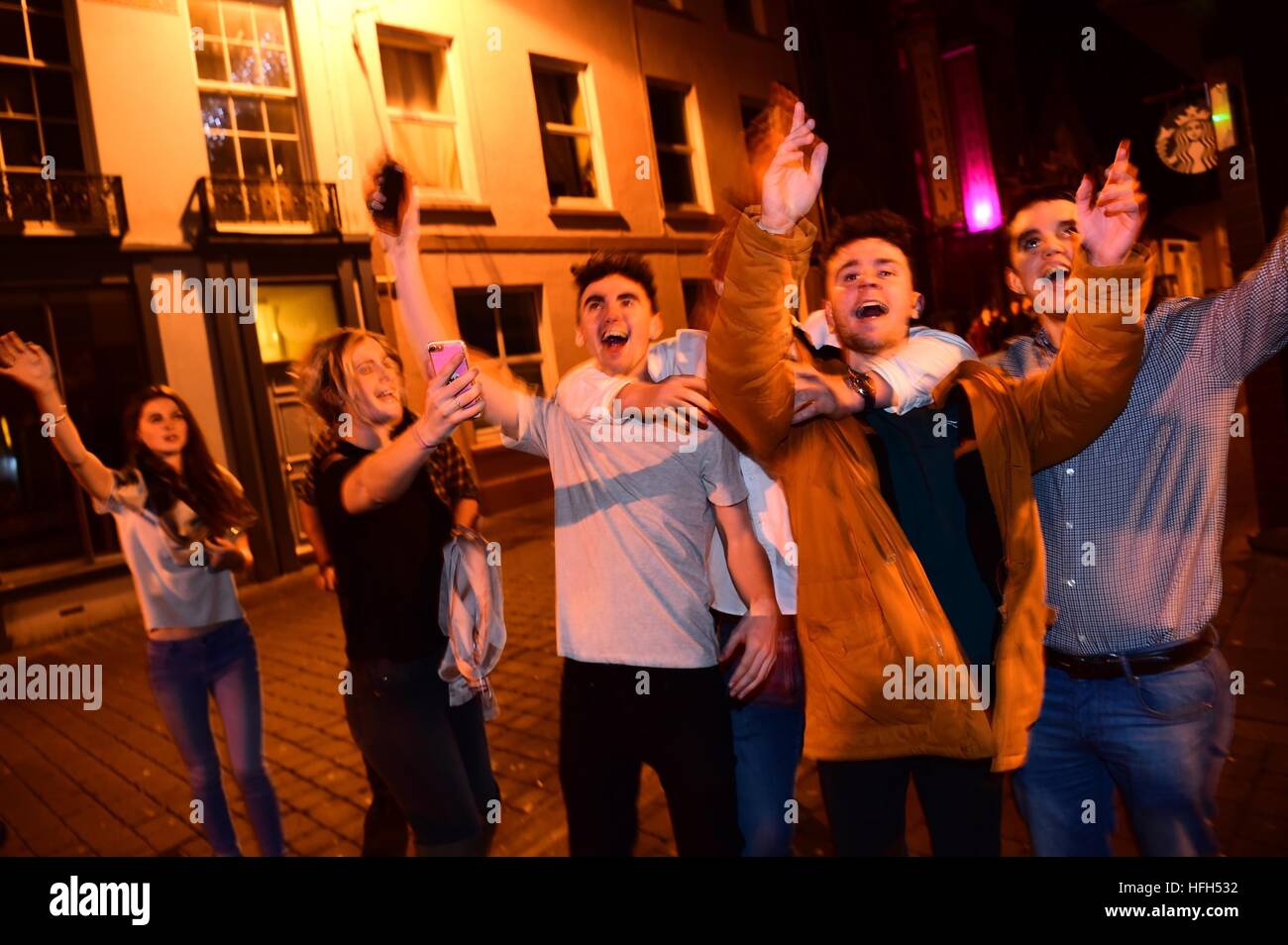 Aberystwyth Wales UK, Saturday 31 Dec 2016 / Sunday 01 Jan 2017 Groups ...