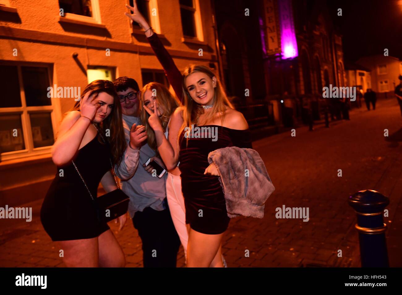 Aberystwyth Wales UK, Saturday 31 Dec 2016 / Sunday 01 Jan 2017 Groups ...