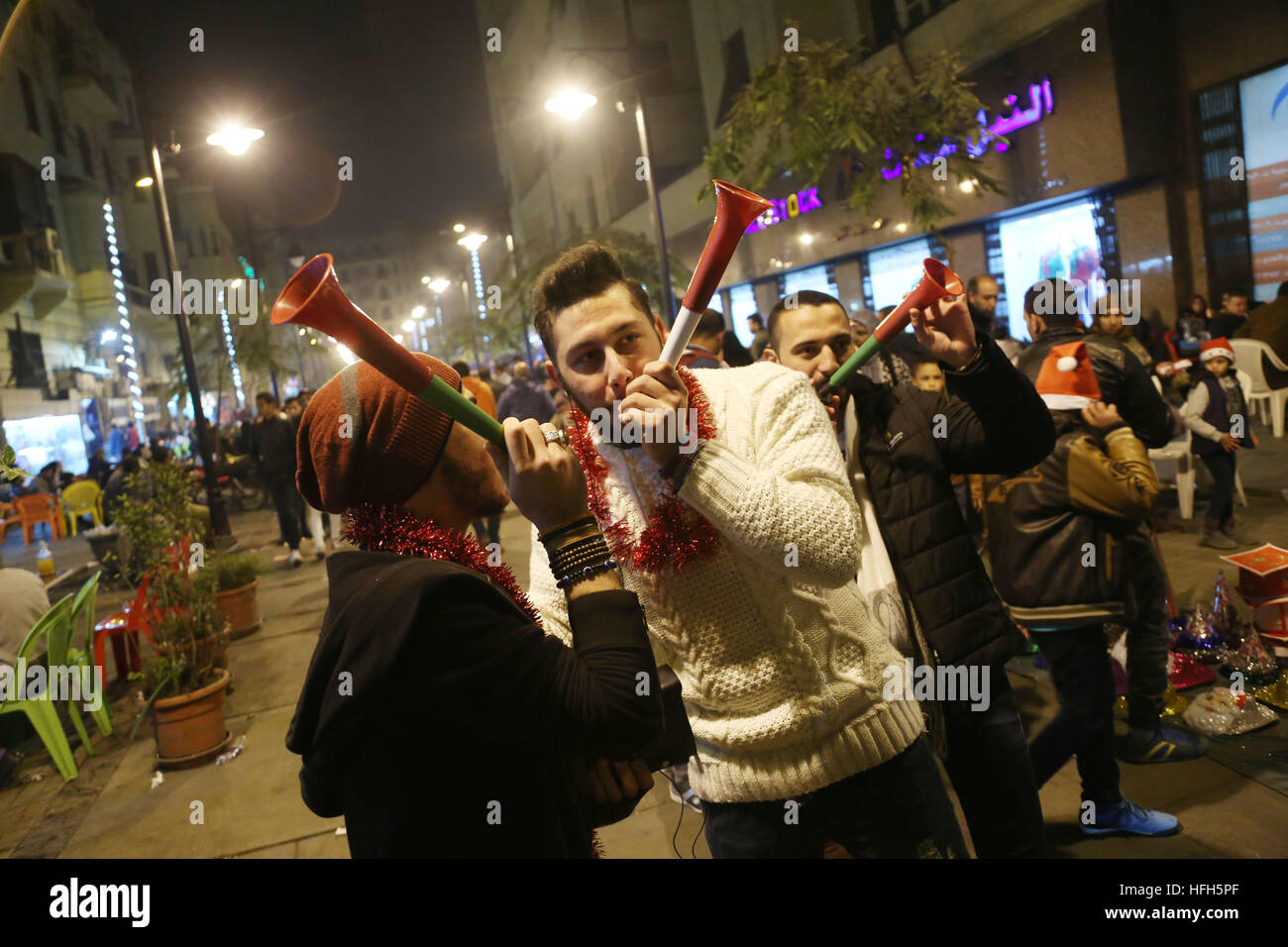 Cairo, Egypt. 31st Dec, 2016. People celebrate New Year in downtown ...