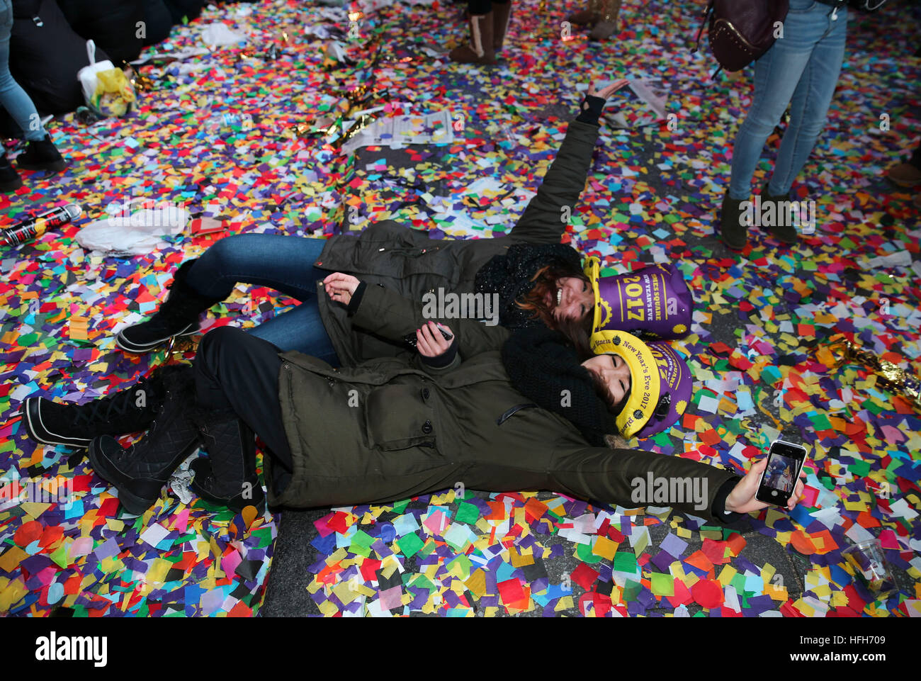 New York, USA. 1st Jan, 2017. People celebrate during the New Year ...