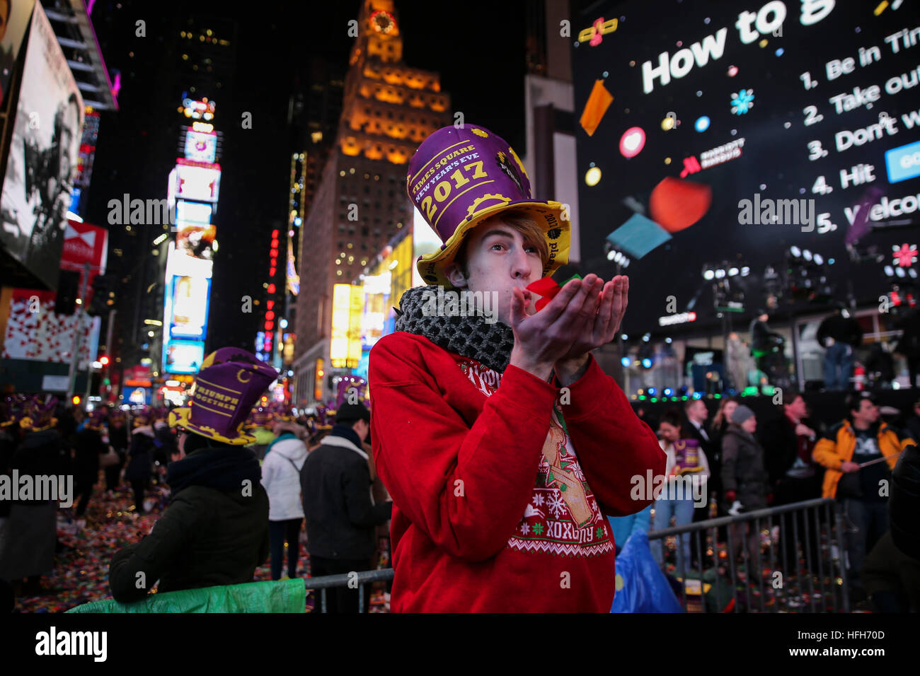 New York, USA. 1st Jan, 2017. People celebrate during the New Year ...