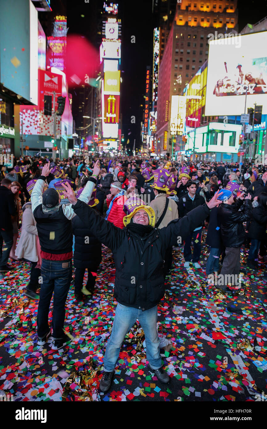 New York, USA. 1st Jan, 2017. People celebrate during the New Year ...
