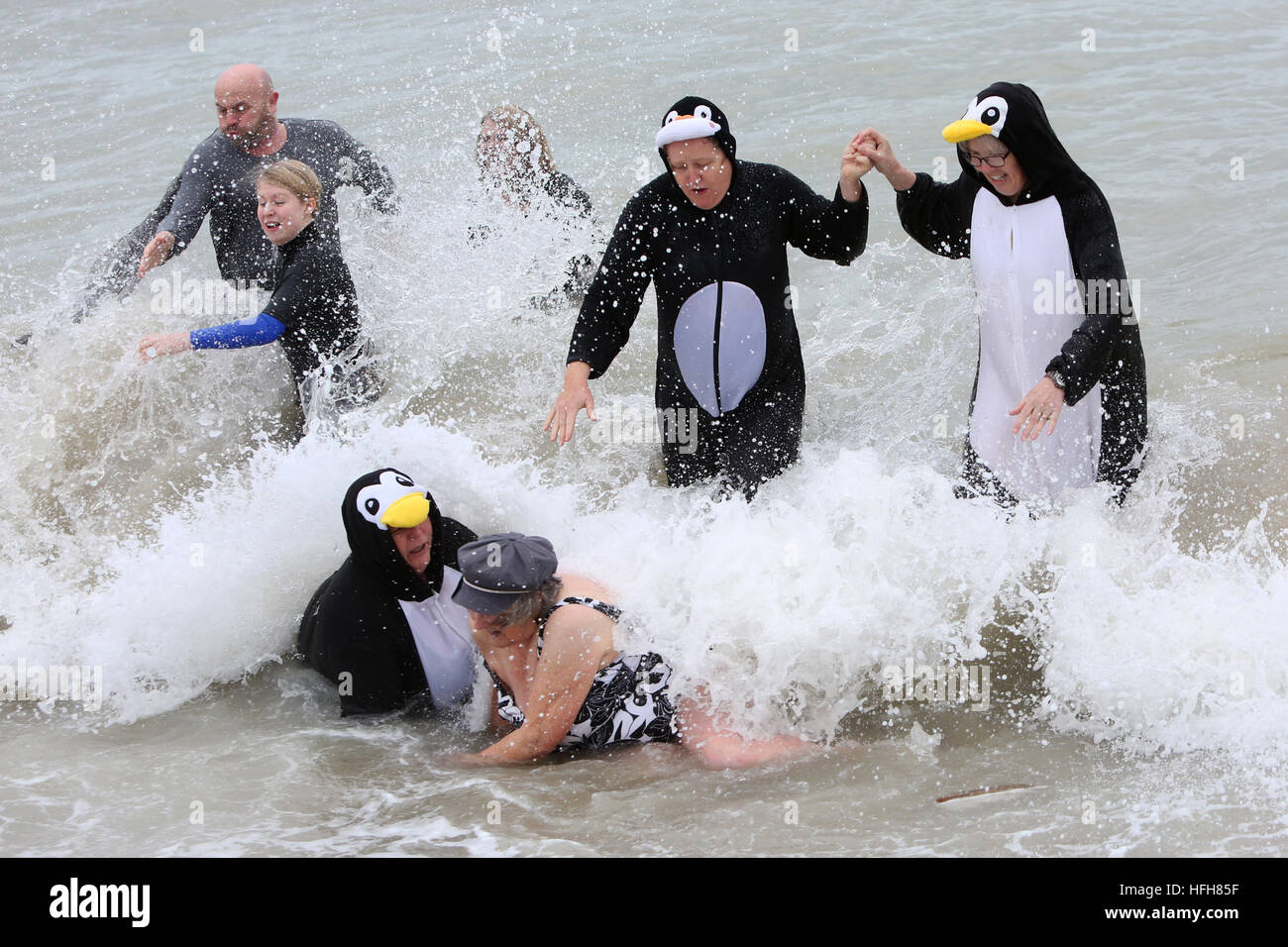 Bognor Regis, West Sussex, UK. 1st January 2017. Mary Scott, 79 ...