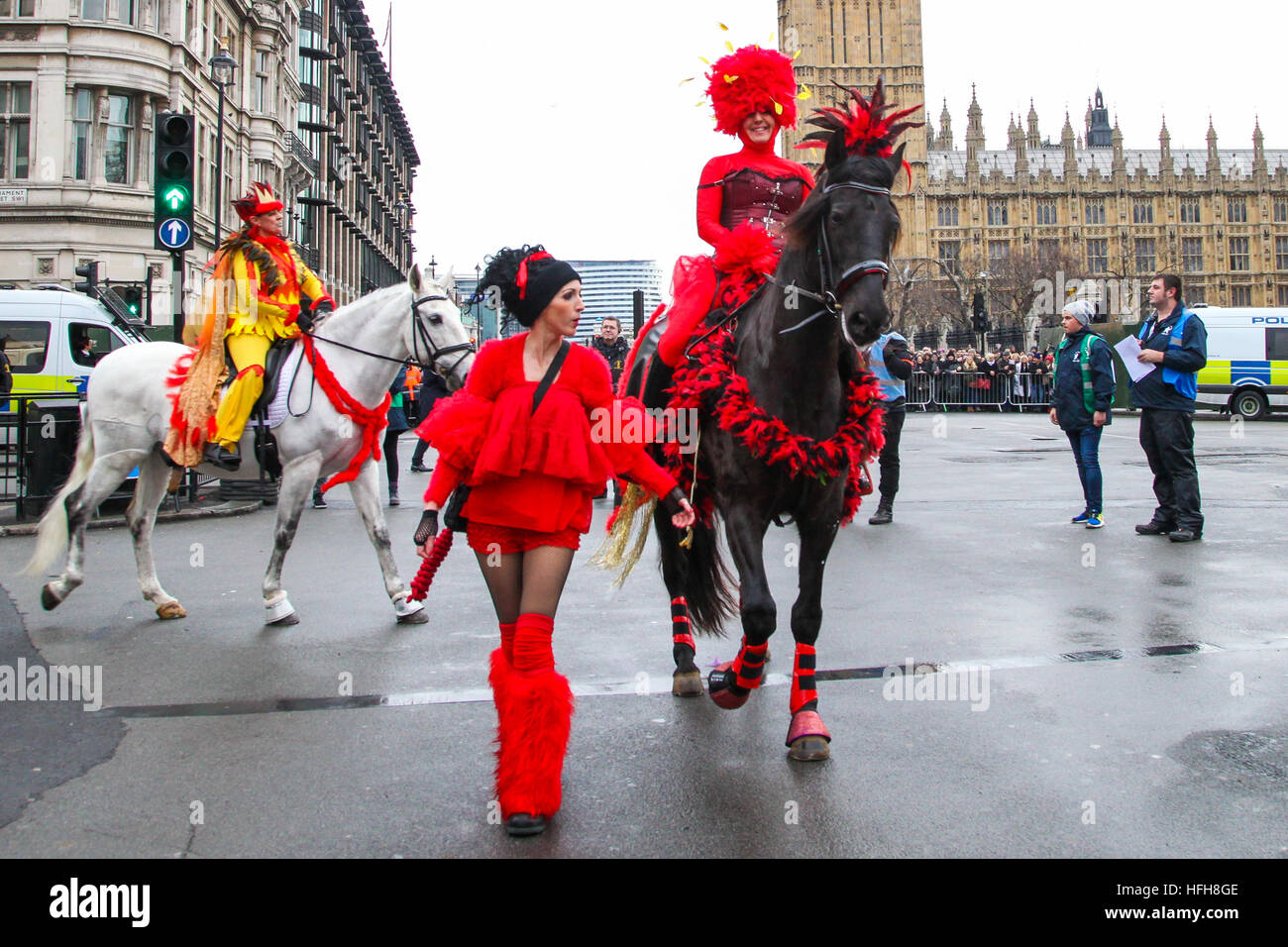 Westminster, London, 1 Jan 2017 - Performers parade during the annual ...