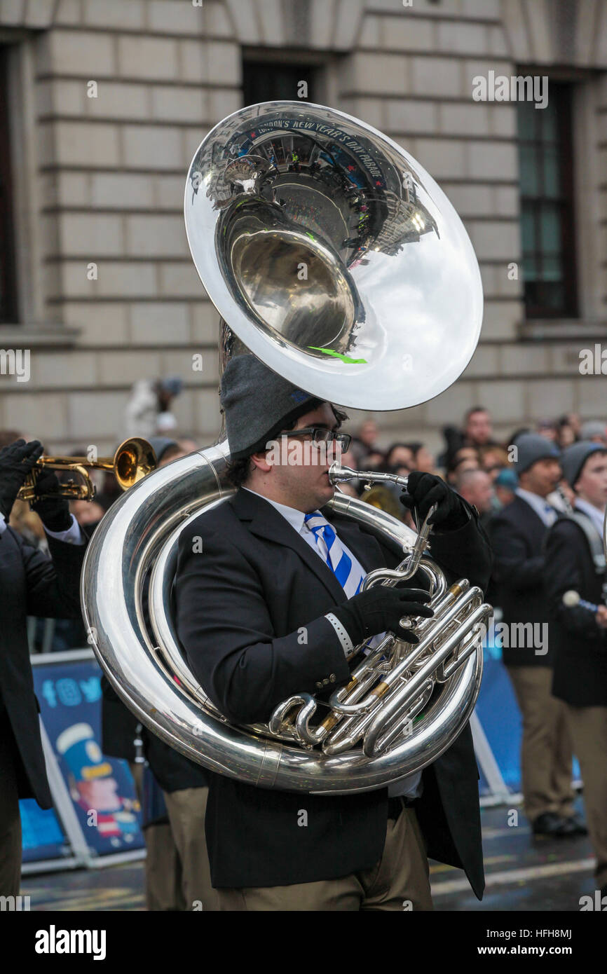 Westminster, London, 1 Jan 2017 - Performers parade during the annual ...