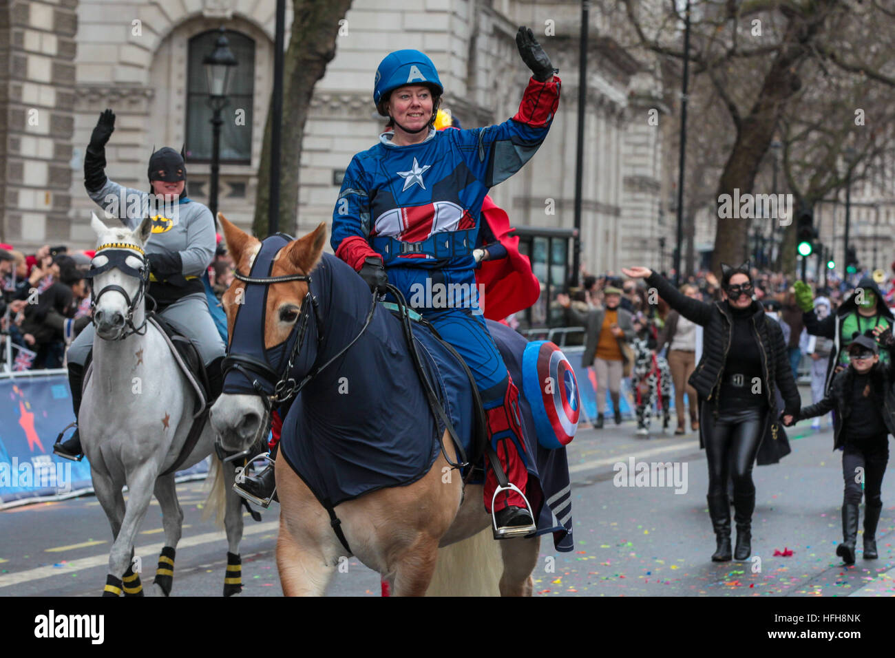 Westminster, London, 1 Jan 2017 - Performers parade during the annual ...