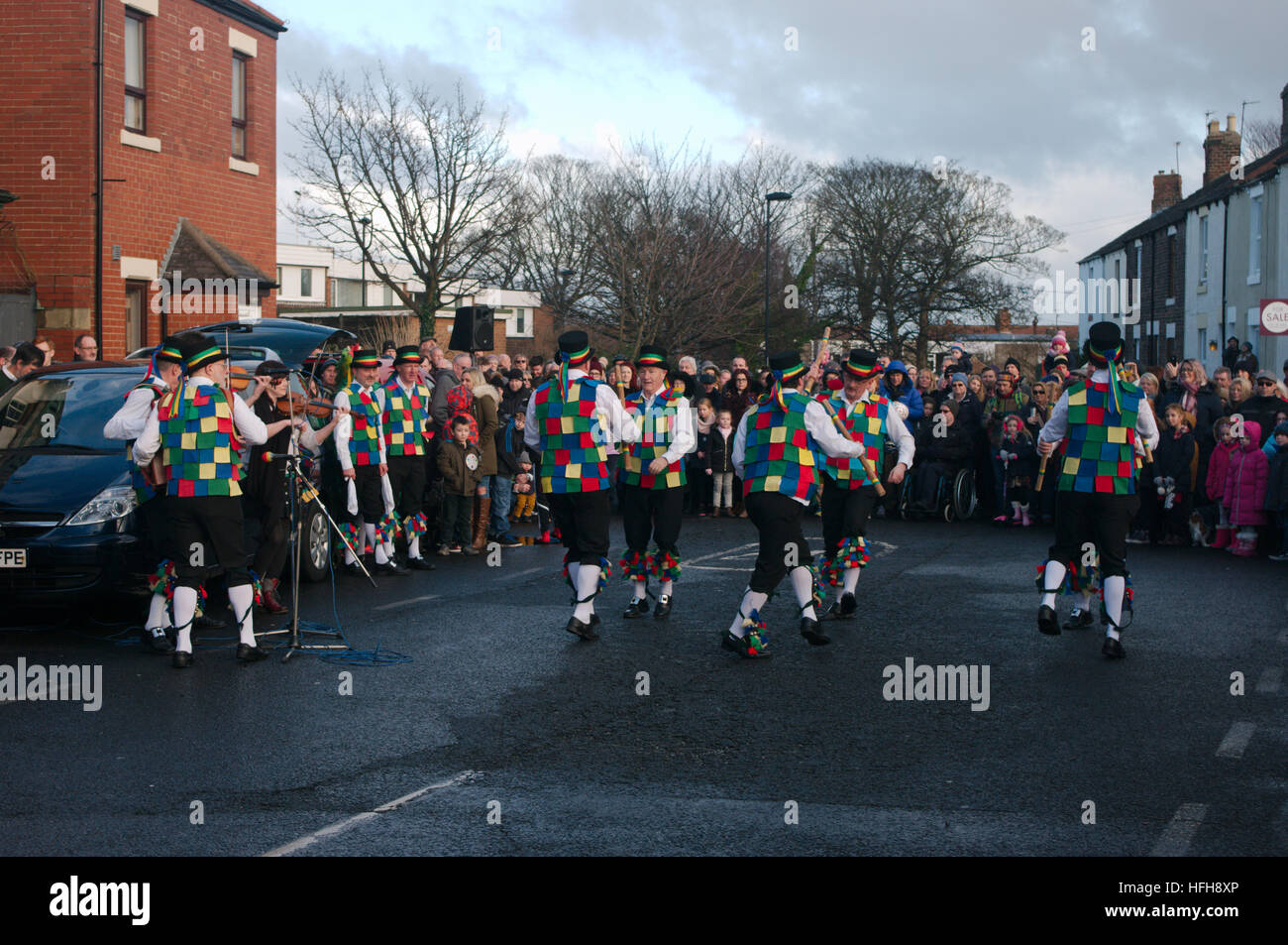 Monkseaton, England, 1 January 2017. Monkseaton Morrismen perform a ...