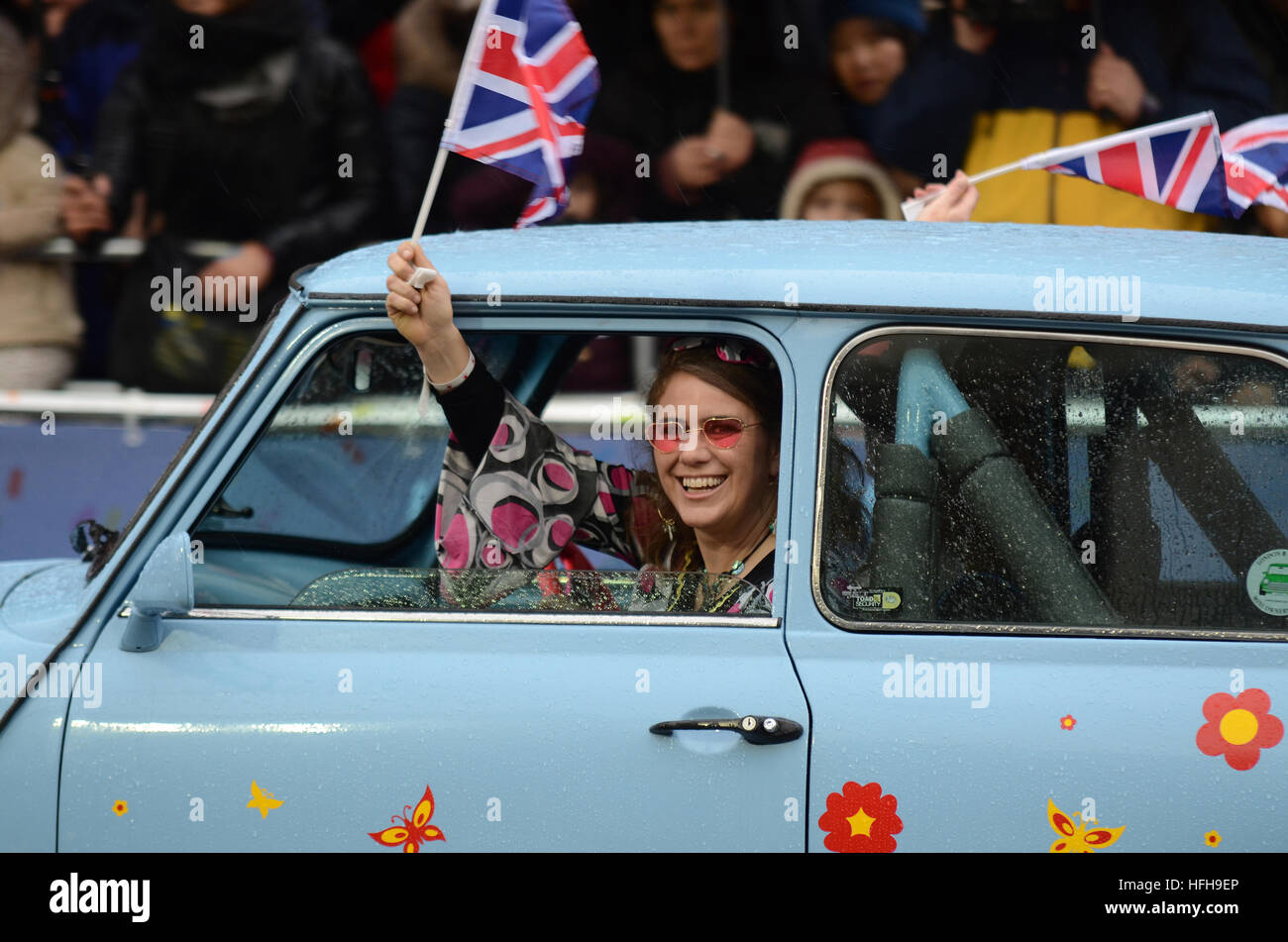 London girl with flags hi-res stock photography and images - Alamy