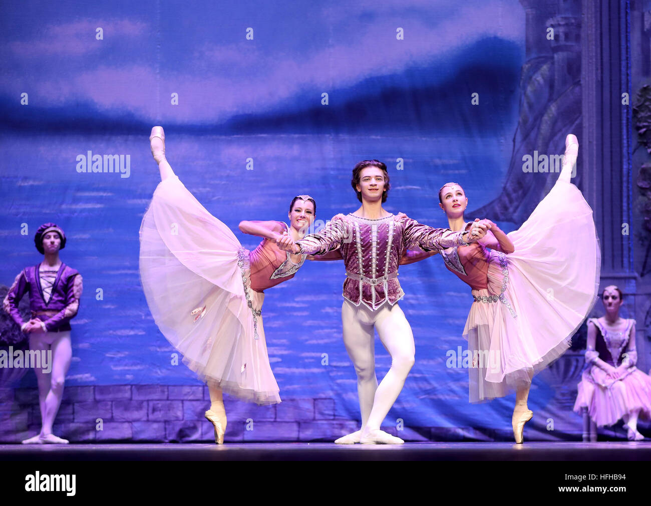 Beijing, China. 1st Jan, 2017. Russian dancers perform in the ballet ...