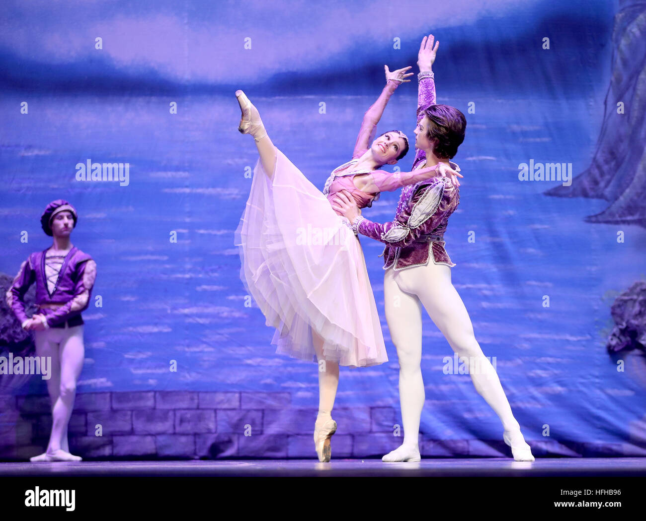 Beijing, China. 1st Jan, 2017. Russian dancers perform in the ballet ...