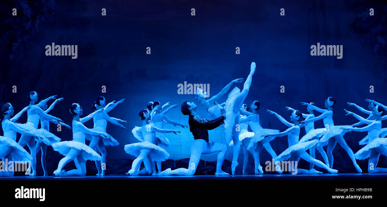 Beijing, China. 1st Jan, 2017. Russian dancers perform in the ballet ...