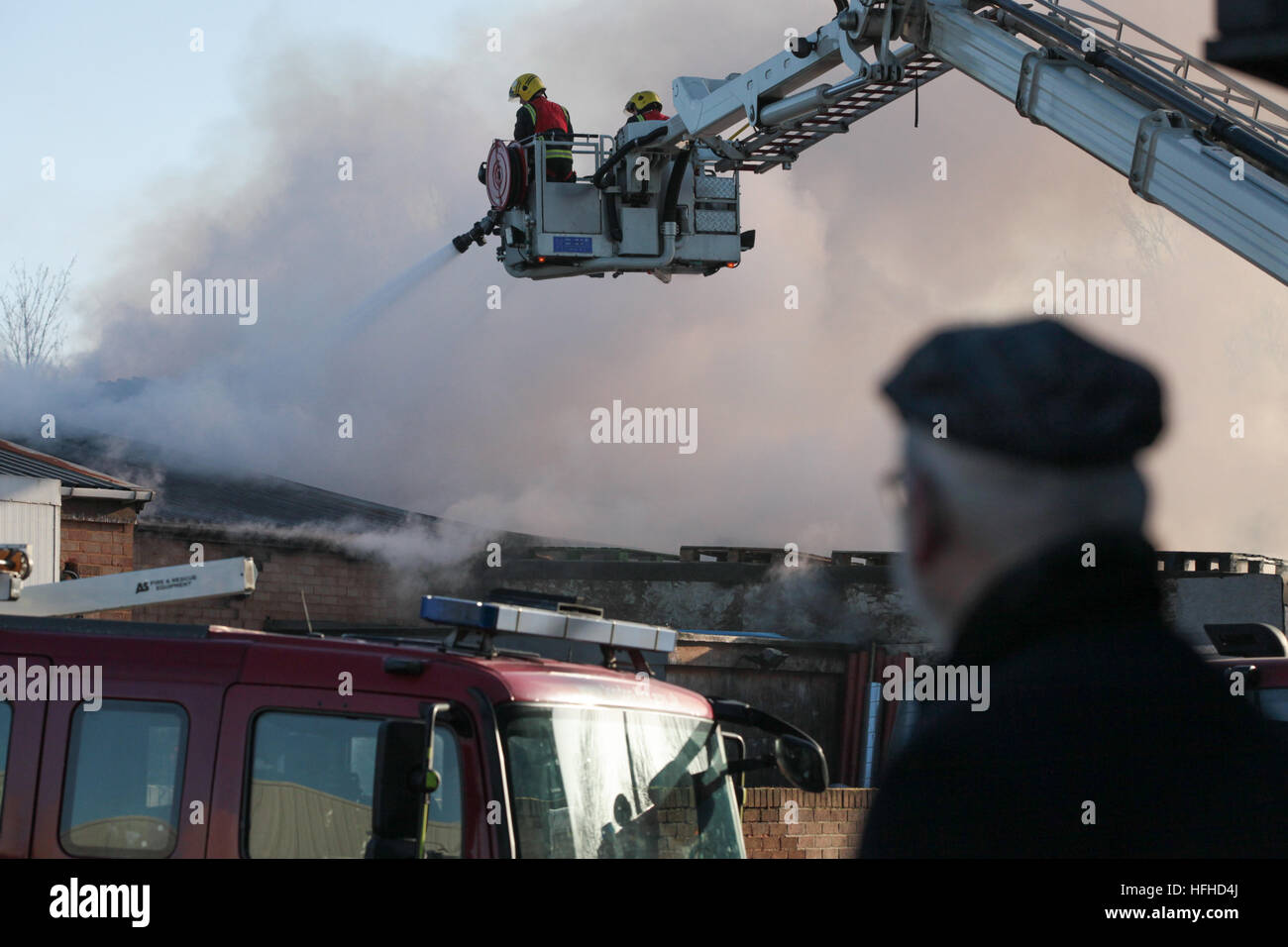 Warehouse fire in Tottenham, North London, UK. 2nd Jan 2017. Tottenham ...