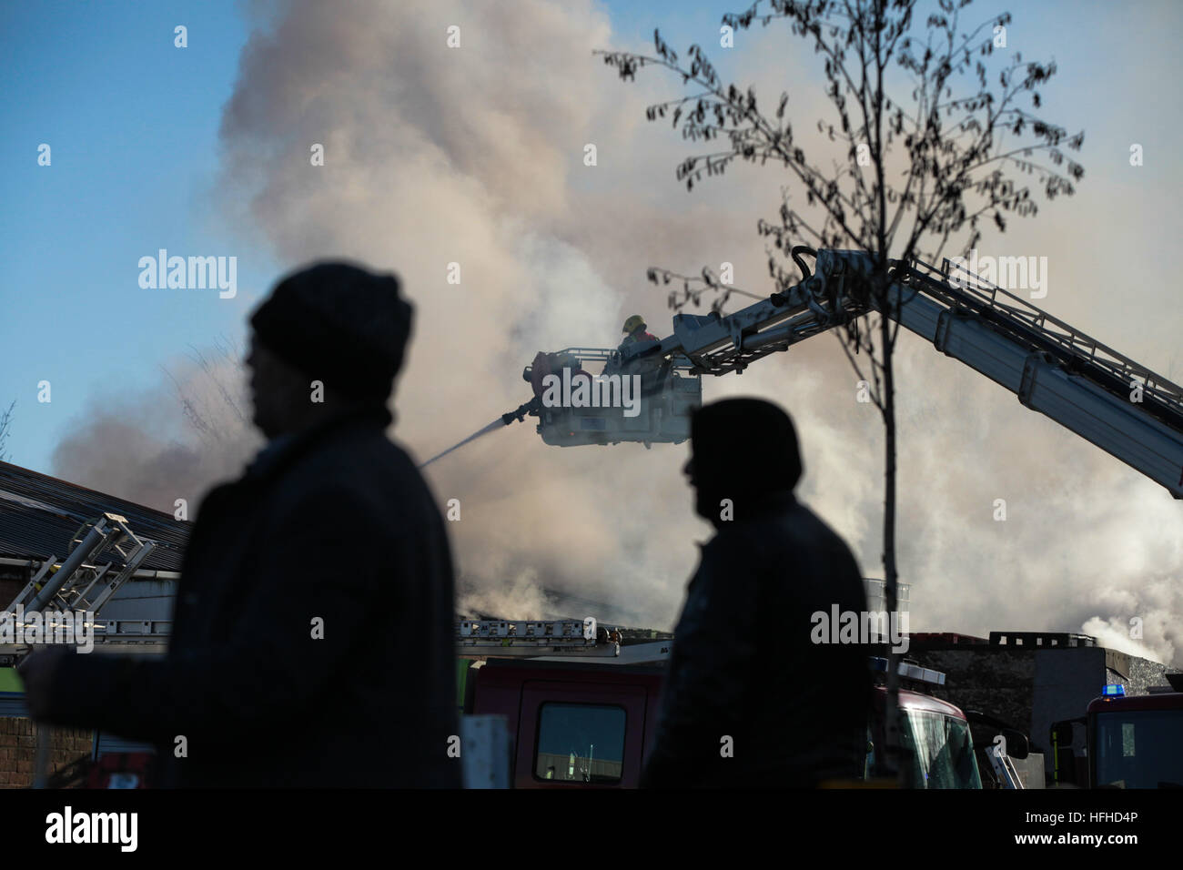 Warehouse fire in Tottenham, North London, UK. 2nd Jan 2017. Tottenham ...