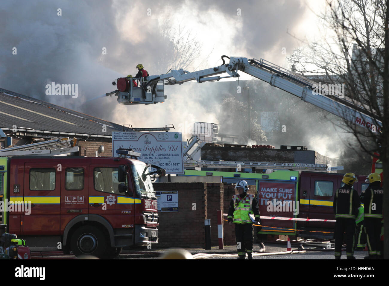 Warehouse fire in Tottenham, North London, UK. 2nd Jan 2017. Tottenham ...