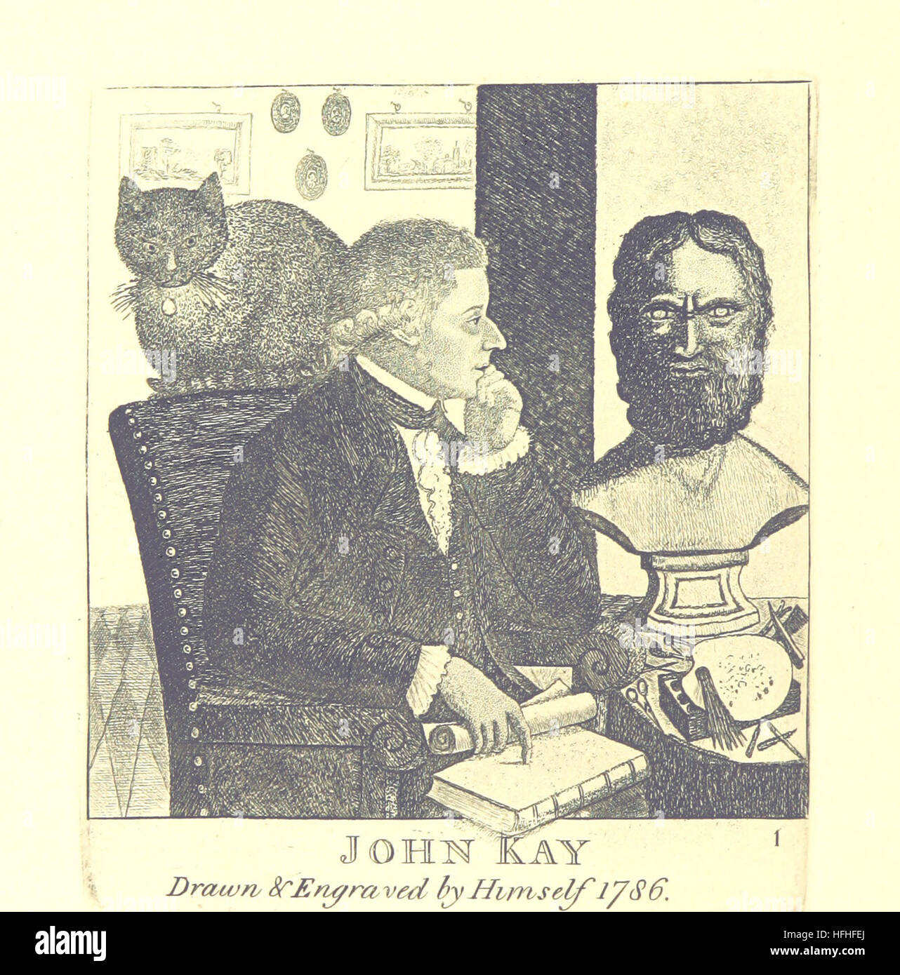A collection of portraits and caricature etchings by J. Kay, along with ...