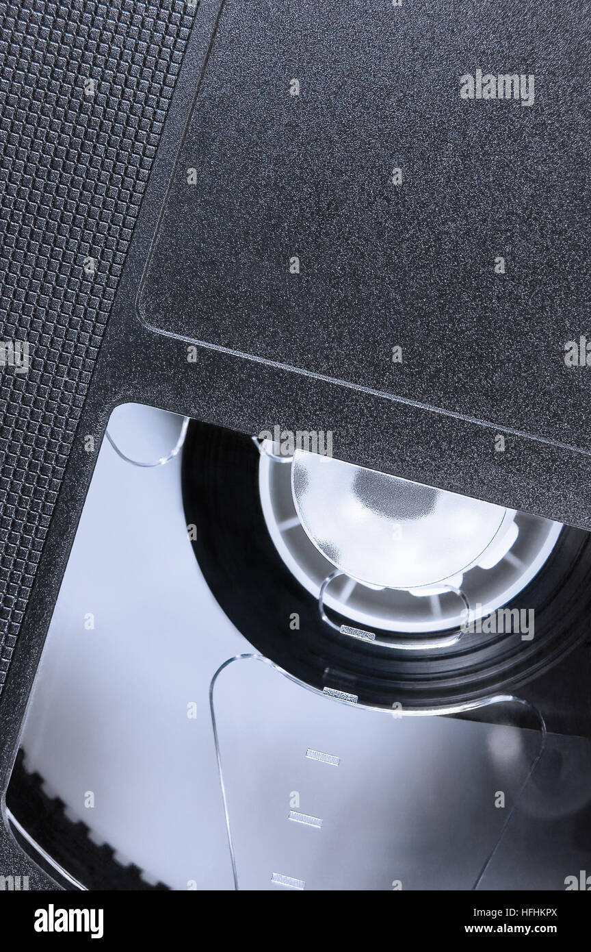VHS Tape Macro Closeup, large detailed black retro videotape cassette ...