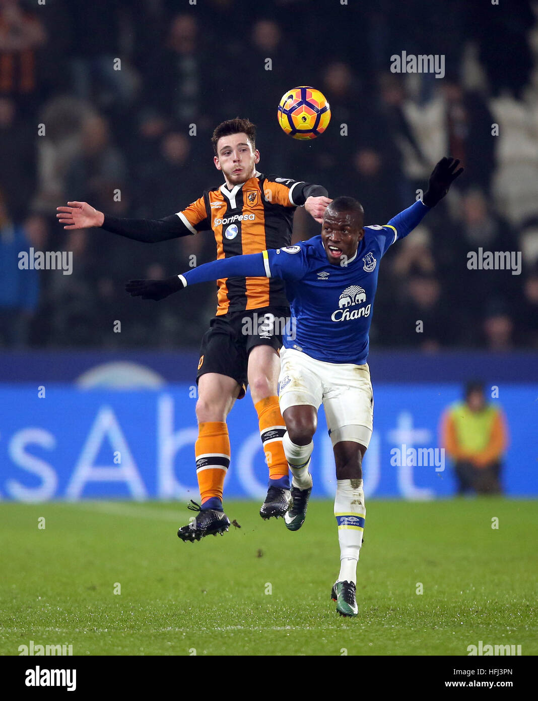 Everton's Enner Valencia (right) and Hull City's Andrew Robertson ...