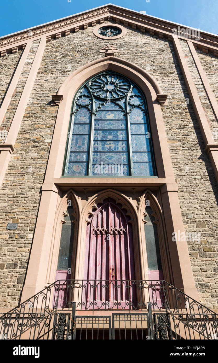 Exterior of the landmarked Basilica of St. Patrick's Old Cathedral in Nolita, New York City ...