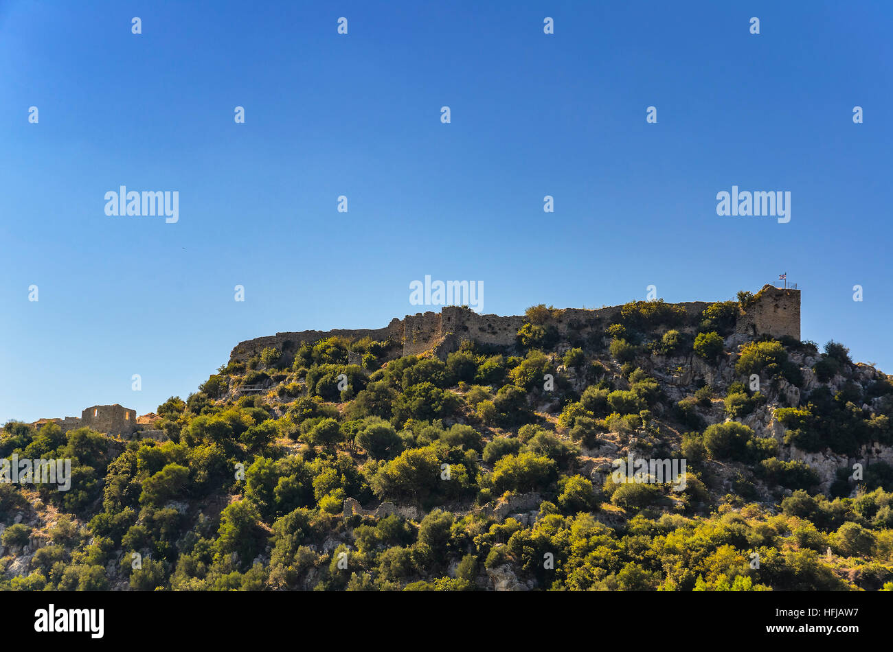 The famous Karytaina village with the historical castle centered at the ...