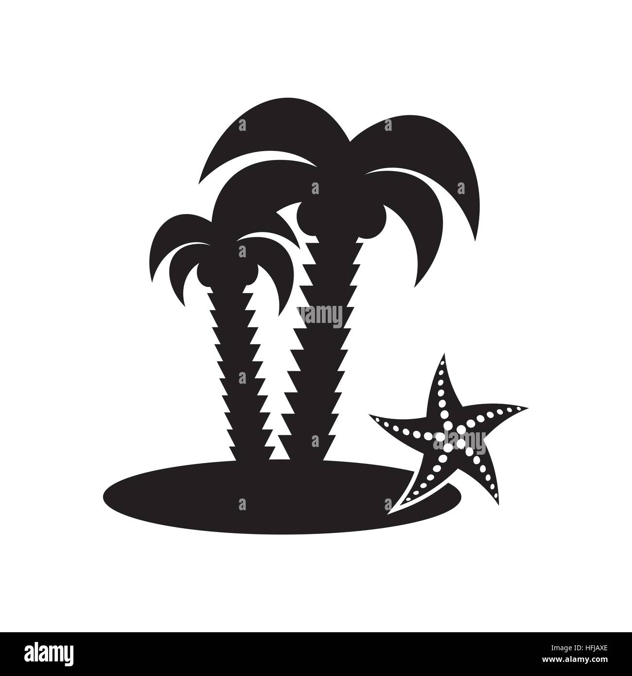 Black vector palm tree icon with starfish isolated Stock Vector Image ...