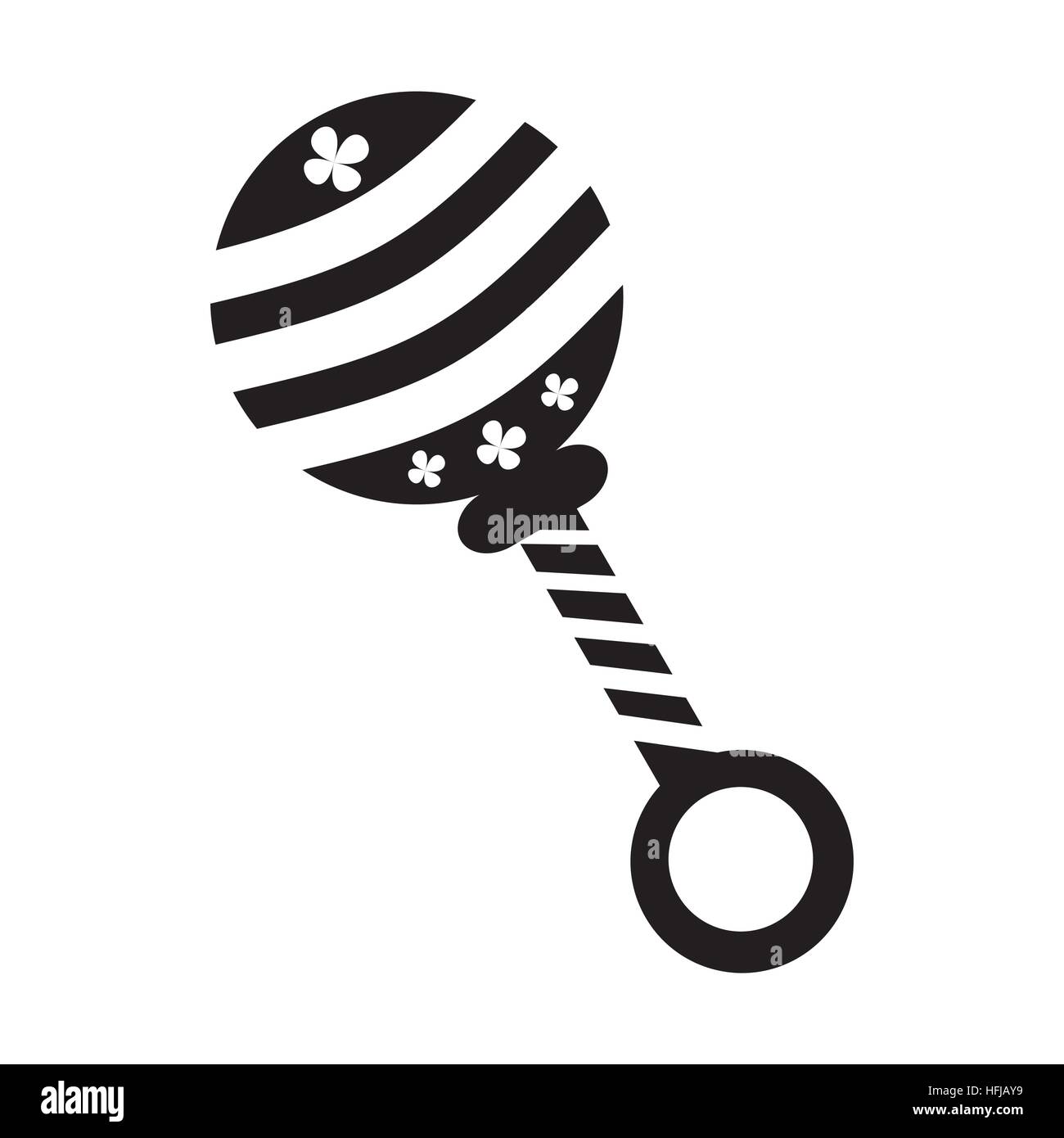 Cute black baby rattle icon on white background Stock Vector Image ...