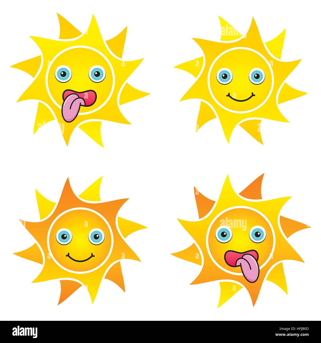 Set of happy and exhausted funny sun icons Stock Vector Image & Art - Alamy