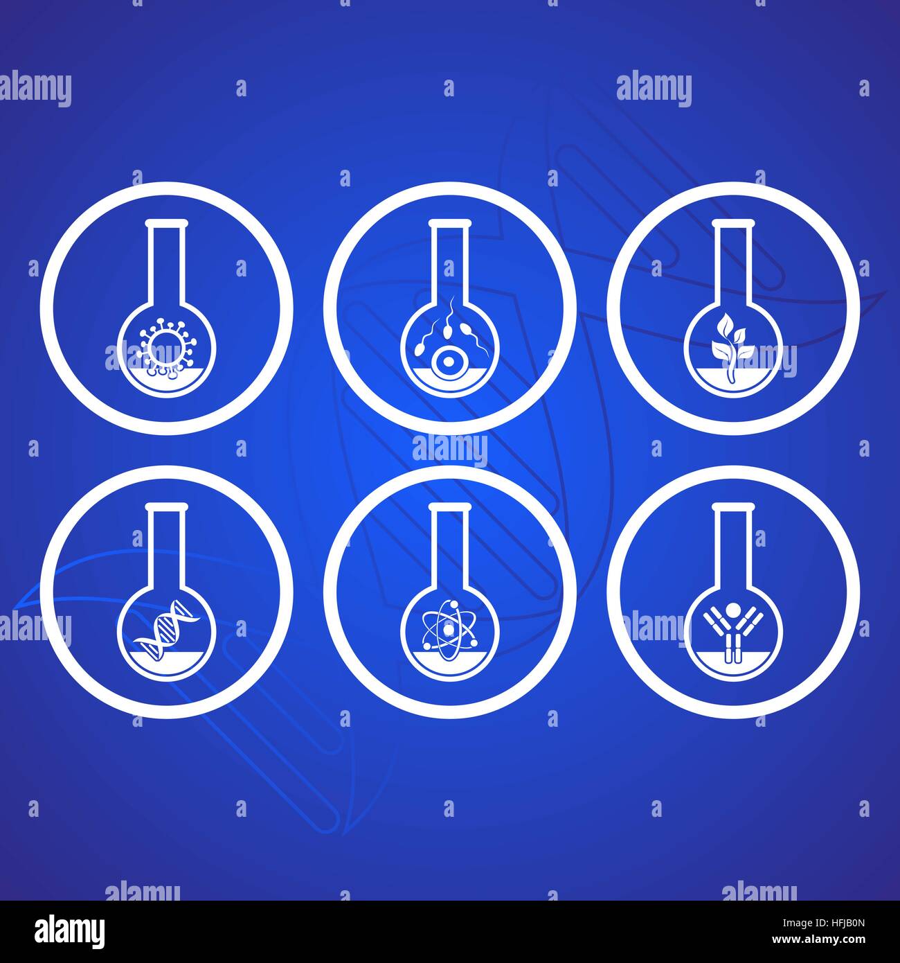 White molecular biology science icons in test tubes Stock Vector Image ...