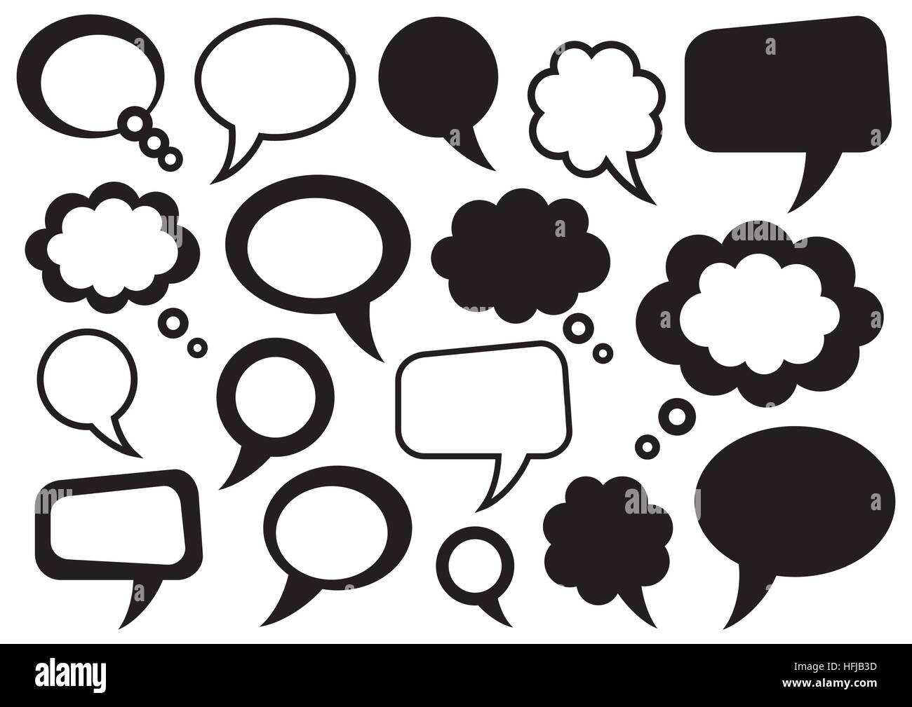 Set of vector black speech and thought bubbles Stock Vector Image & Art ...