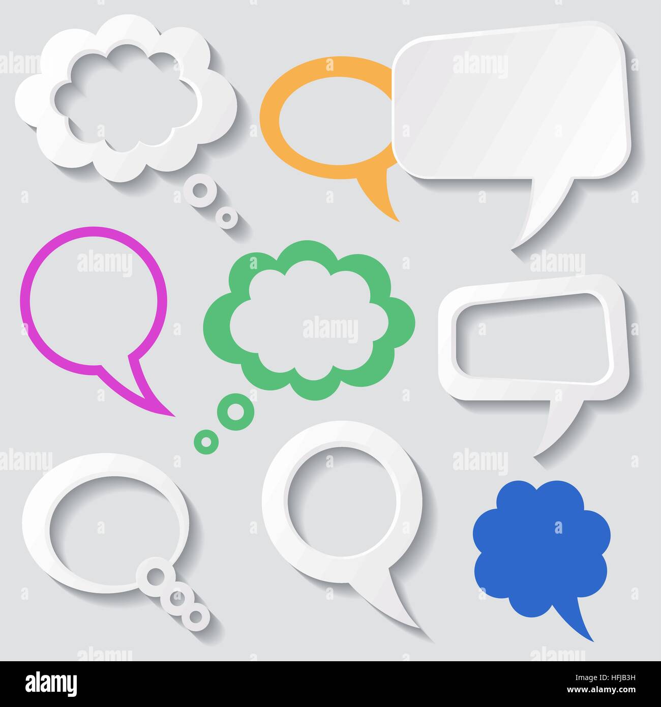 Speech and thought bubbles with shadows grey background Stock Vector ...